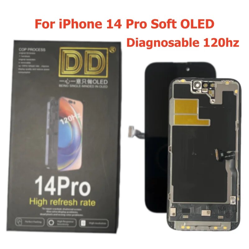Диагностируемый OLED-дисплей 120 Гц (мягкий/жесткий) для iPhone 14 Pro Max, DD 15 Pro, 13 Pro Max, LCD-экран с 3D Touch и дигитайзером в сборе