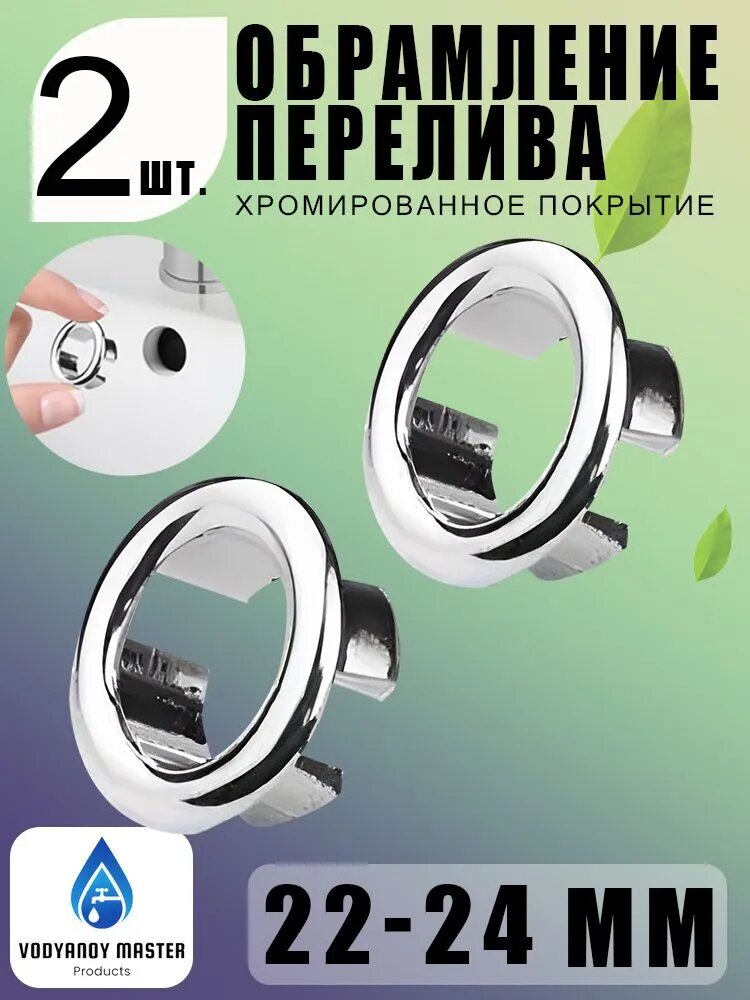 Обрамление перелива перфорированное 22-24 мм, латунь, стиль лофт, зеркальный блеск 2 шт