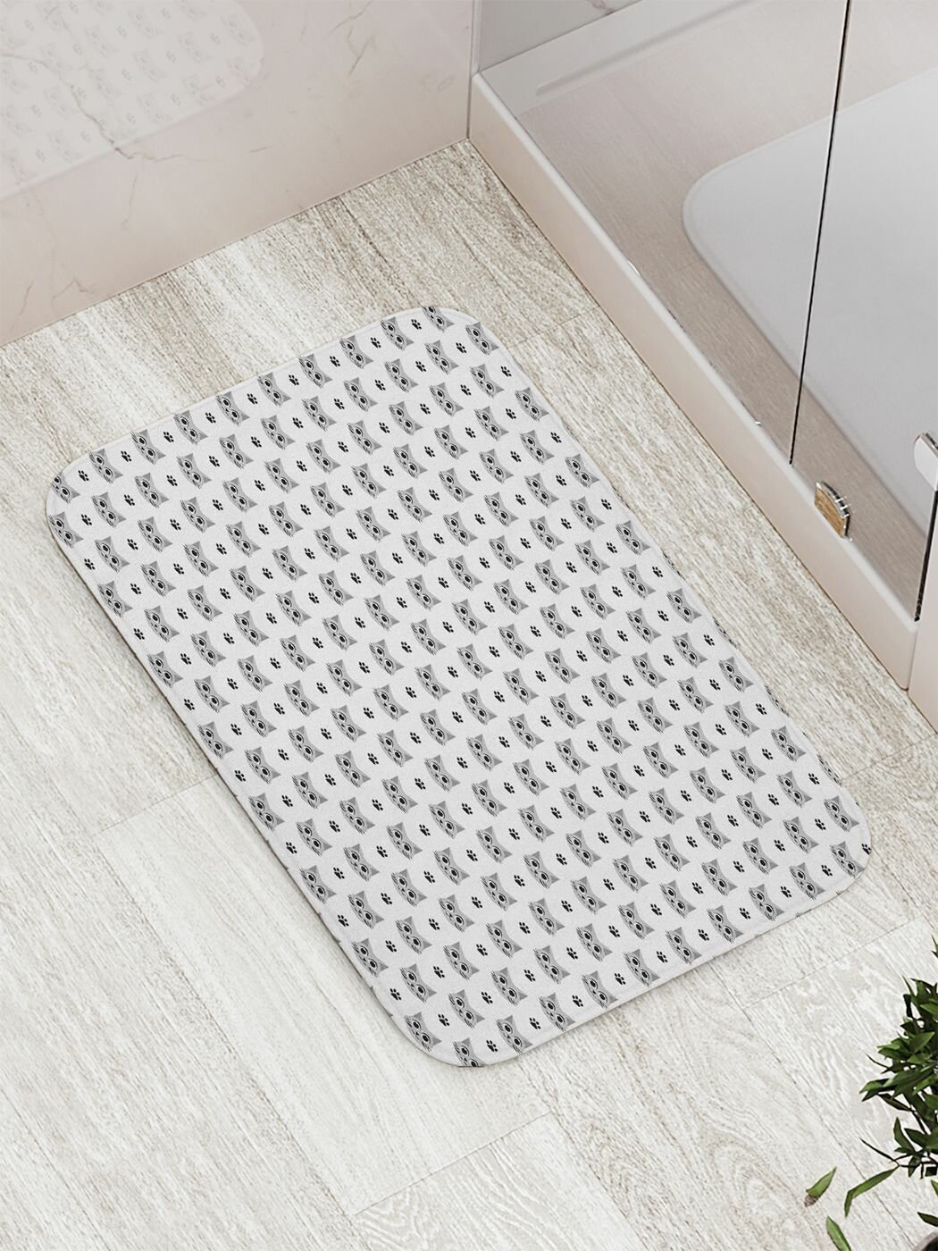 Коврик для ванной комнаты, туалета "Мордочка и лапа" противоскользящий, 52х77 см, JoyArty