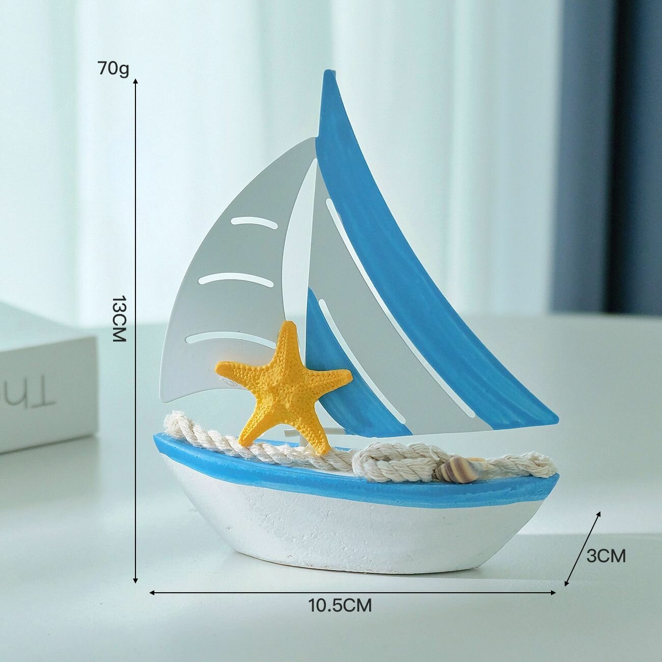 Модель средиземноморского парусника, гладкий парусный орнамент, деревянная жестяная маленькая лодка, ручная работа, корабль, декор в океанском стиле