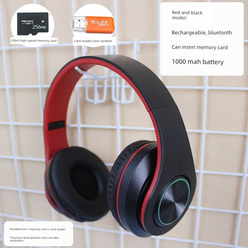 Черные Bluetooth наушники с 256 МБ картой памяти и картридером для образовательного аудио обучения в детском саду