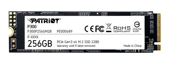 Накопитель SSD 256Gb M.2 2280 Patriot P300 1700/1100 NVMe PCIEx4 (P300P256GM28)