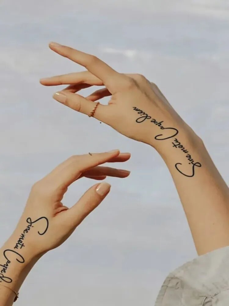 Растительная тату "Carpe diem" с надписью водонепроницаемая для запястья, ребра, спины