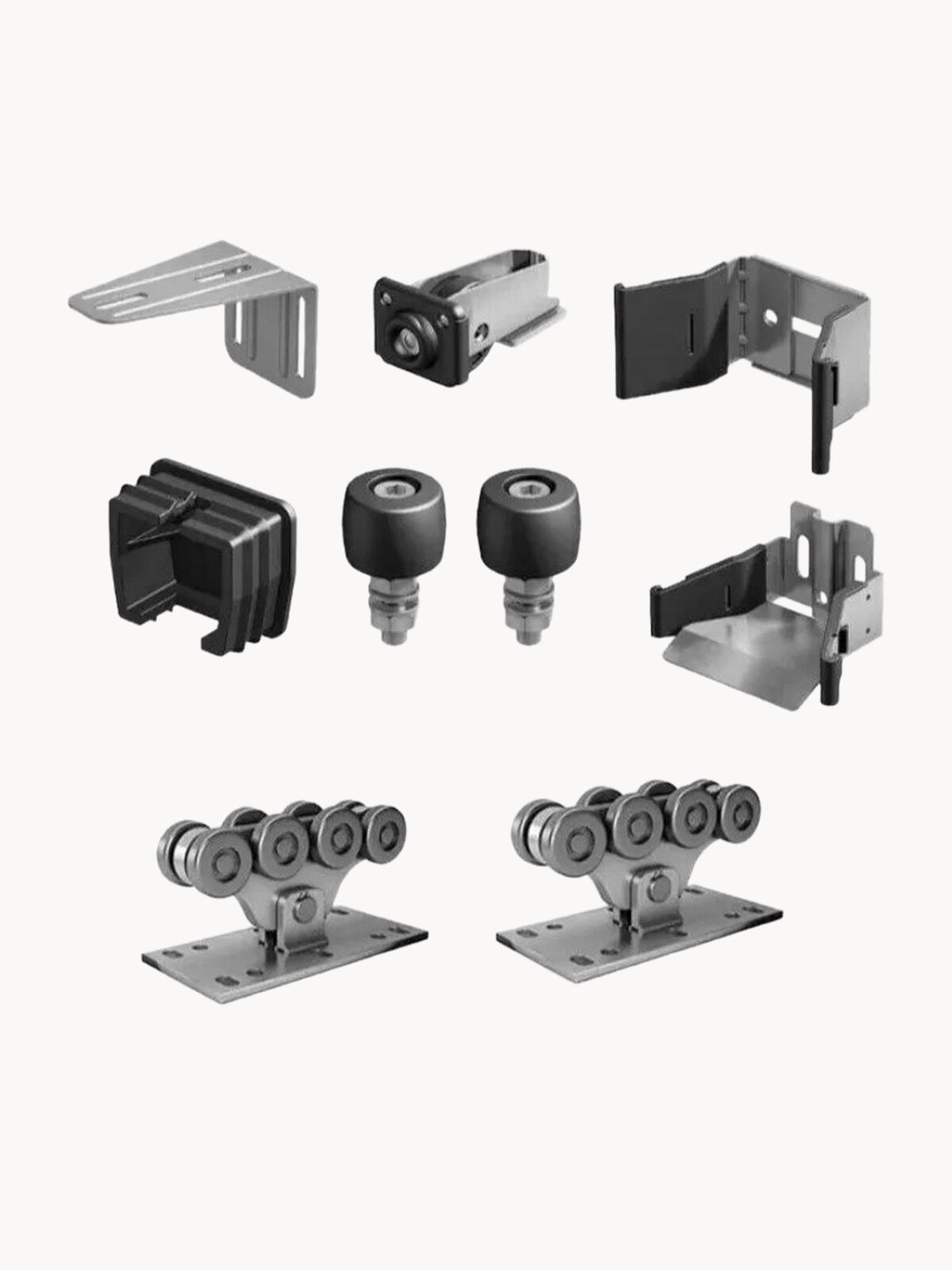 Комплектующие для откатных ворот со стальными роликовыми опорами Alutech SGN 01 1 (без балки)