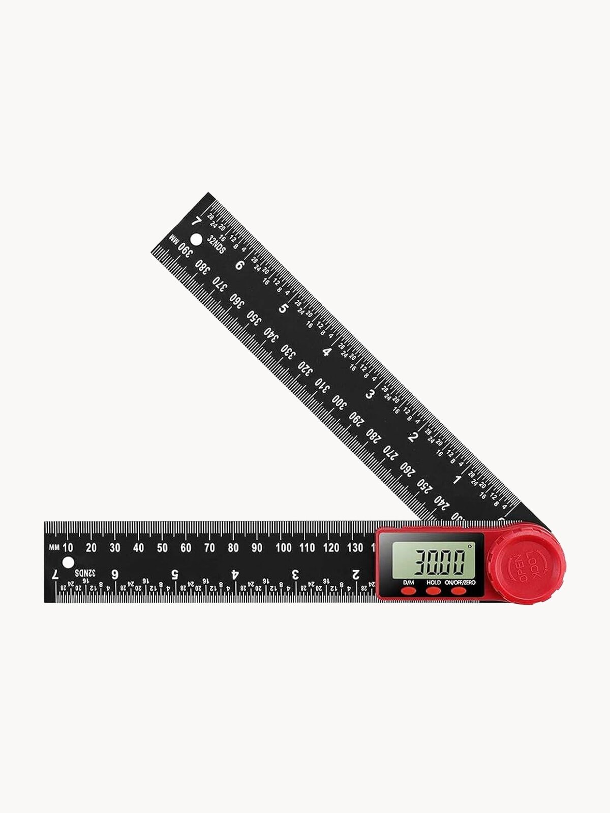 Электронная линейка для измерения углов, 40см. Строительный угломер/угольник, черный