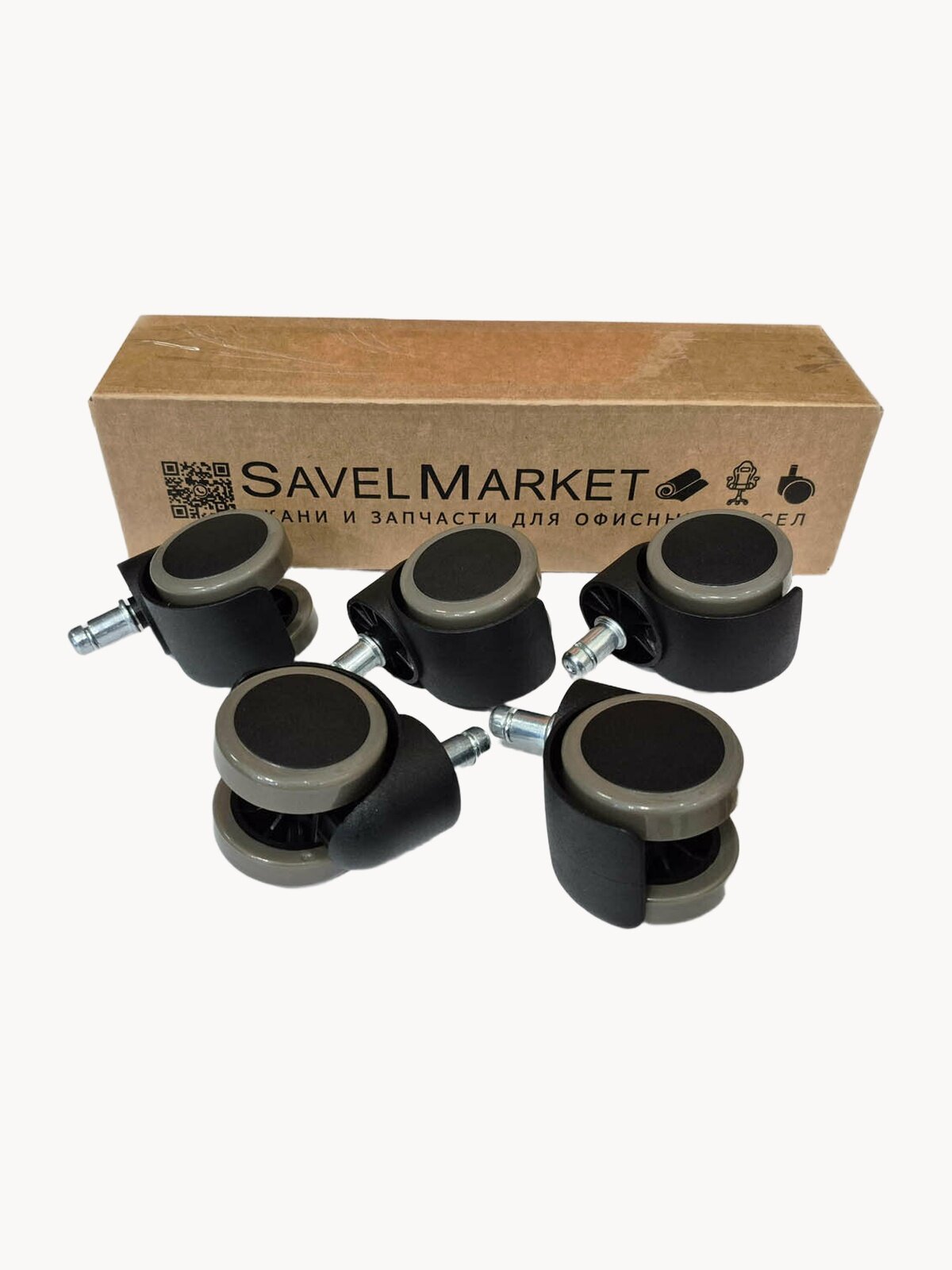 Набор колес (роликов) для Компьютерных кресел - Прорезиненные, 5шт.