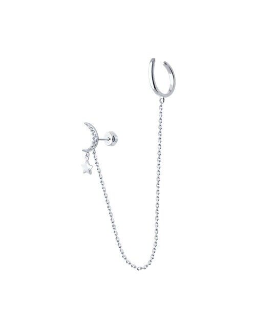 Серьги каффы серебро, 925 проба, родирование, фианит