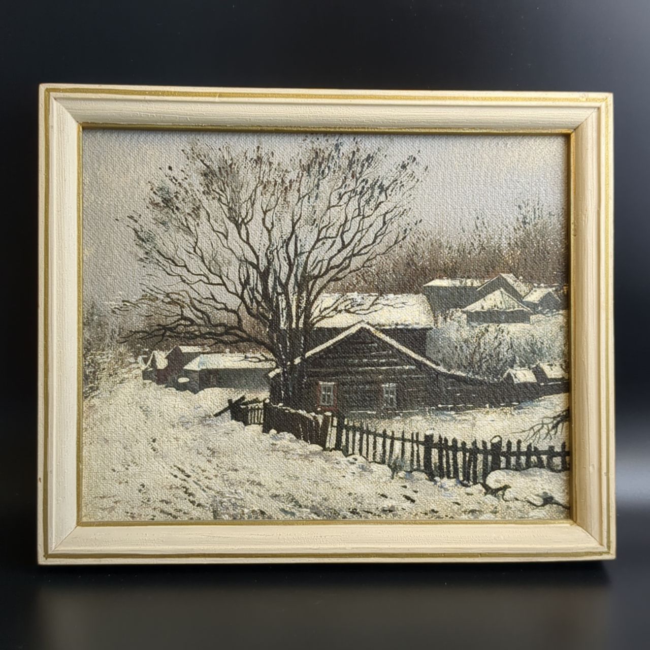 Картина "Зима пришла" в раме, холст, масло, дерево,