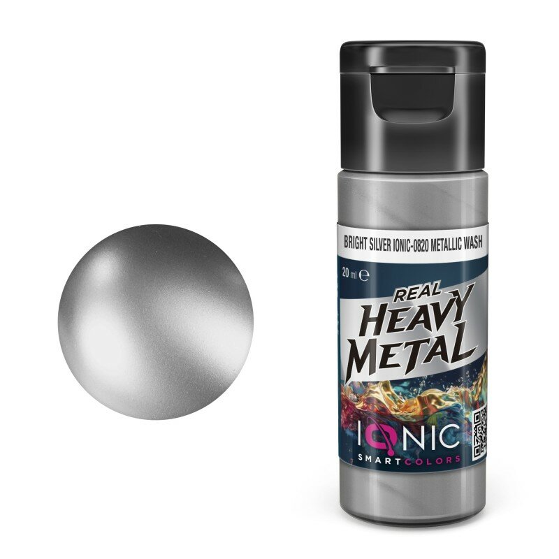 Краска Bright Silver Metallic Wash - Ionic Real Heavy Metal, 20мл