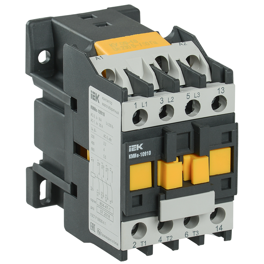 Контактор КМИе-10911 9А 230В/АС3 1НЗ, IEK KKME11-009-230-01 (1 шт.)