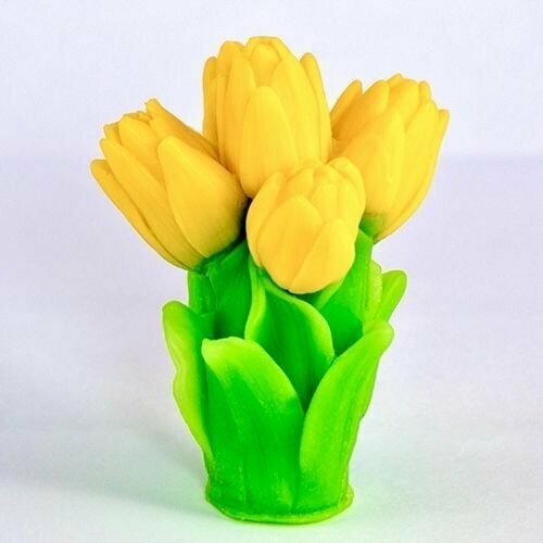 Силиконовая форма для мыла Букет Тюльпанов №3 3D, для свечей гипса 1шт 8*6*5,5 см