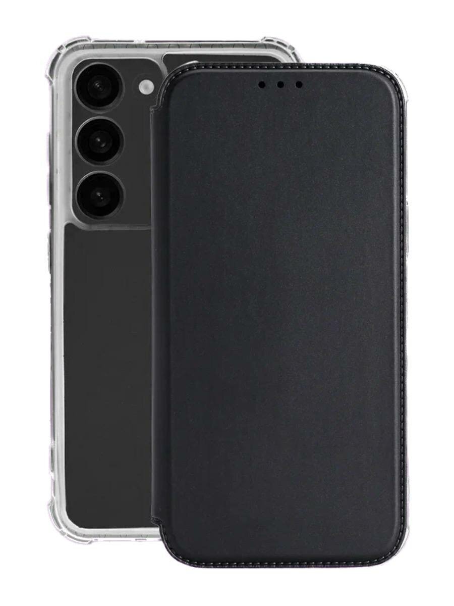 Чехол-книжка на Samsung Galaxy S23 с противоударным бампером с усиленными углами на самсунг с23 Черный