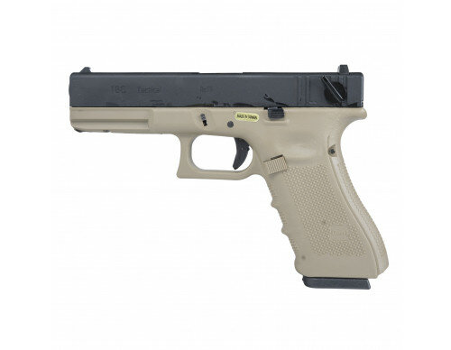 Пистолет пневм. WE GLOCK-18 gen4, авт, сменные наклад, TAN