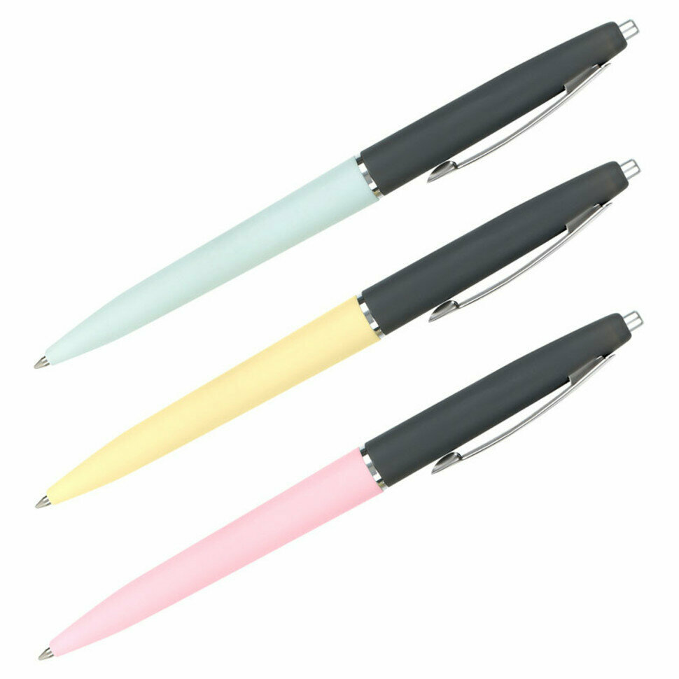 Ручка шариковая автоматическая OfficeSpace "Business", синяя, 0,7мм, soft-touch, корпус ассорти, 320352