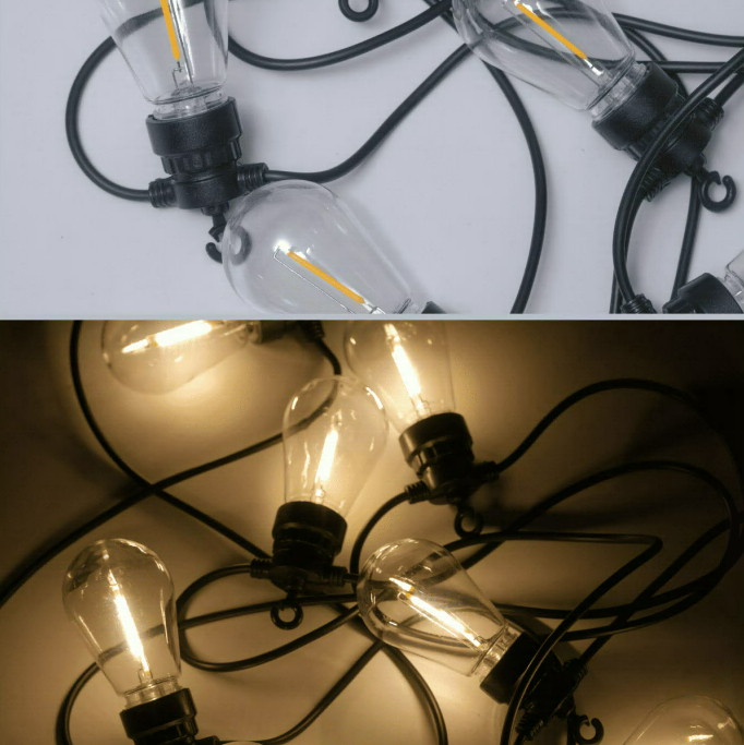 Гирлянда 5 м 10 ламп 24В колба S14 нить накаливания Dayang Energy теплый свет