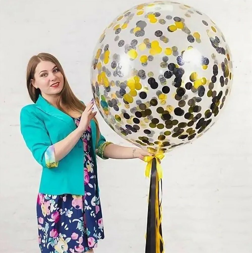 Шар 90 см с конфетти с кисточкой