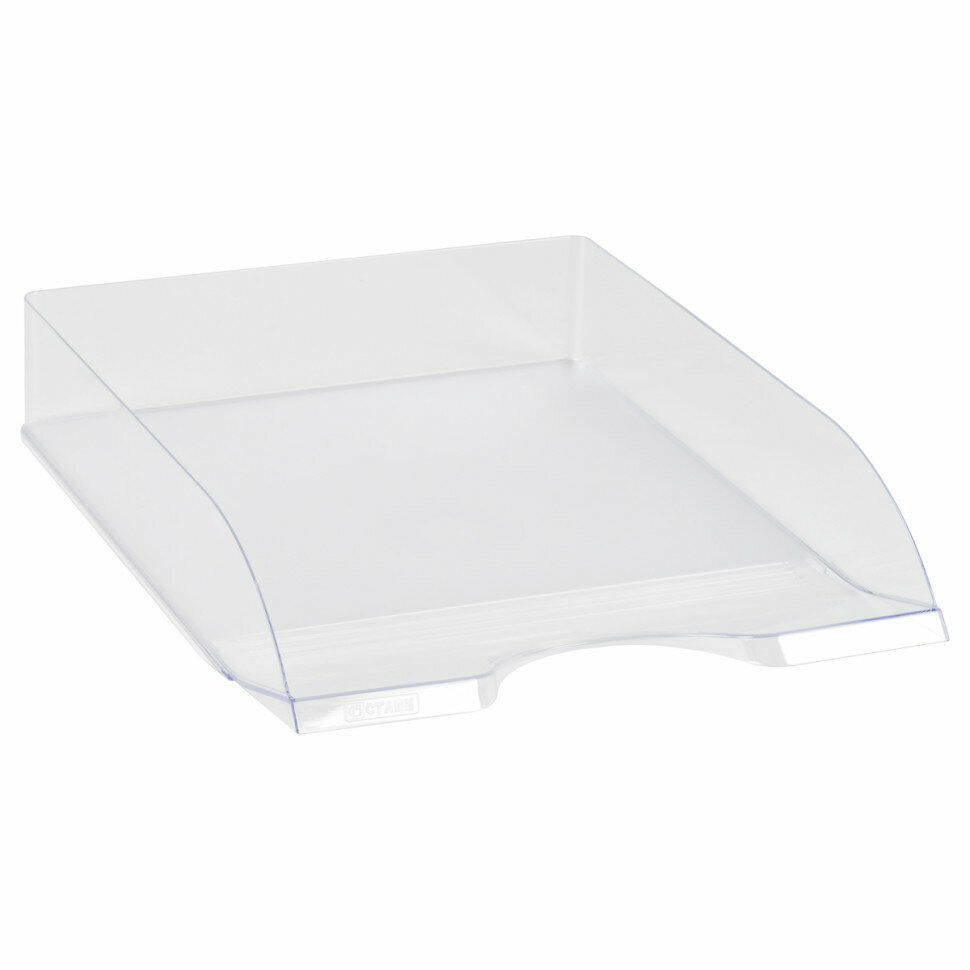 Лоток для бумаг горизонтальный СТАММ "Дельта", прозрачный, 351634