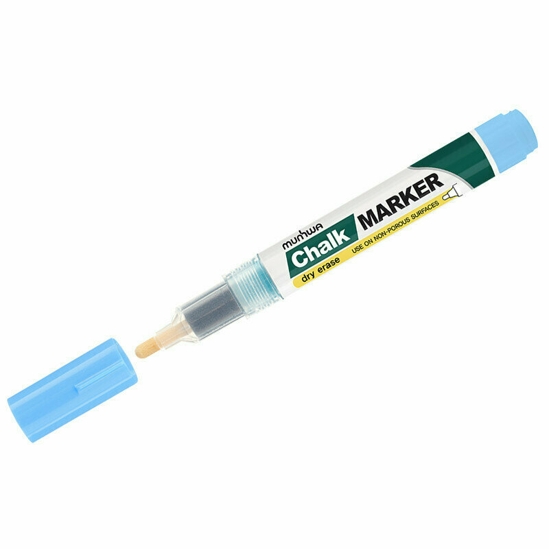 Маркер меловой MunHwa "Chalk Marker" голубой, 3мм, спиртовая основа, пакет, 227221
