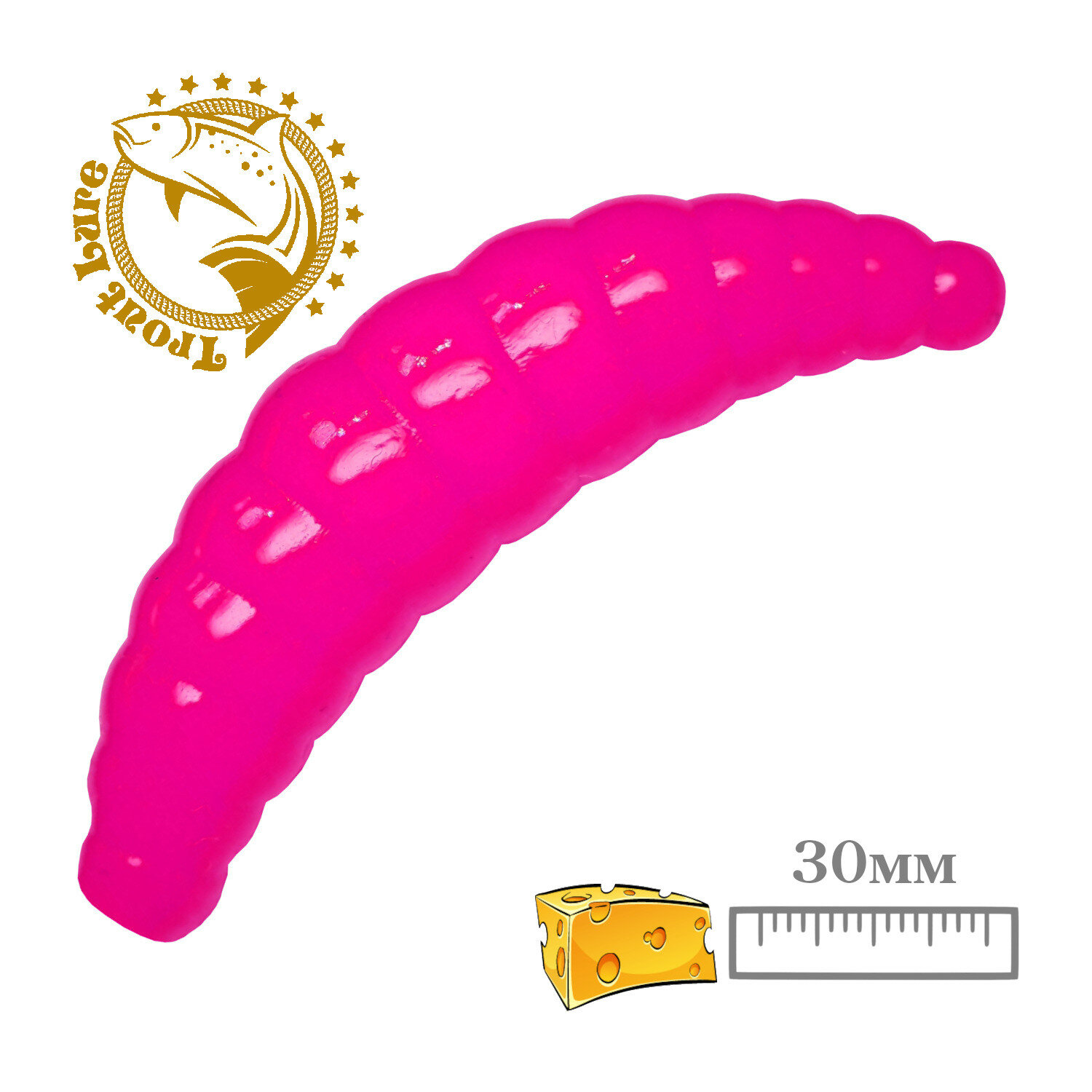 Силикон TROUT LURE (SANSAN) в банке, MAGGOT 30, СЫР, COL. 3 (Pink), (12шт)