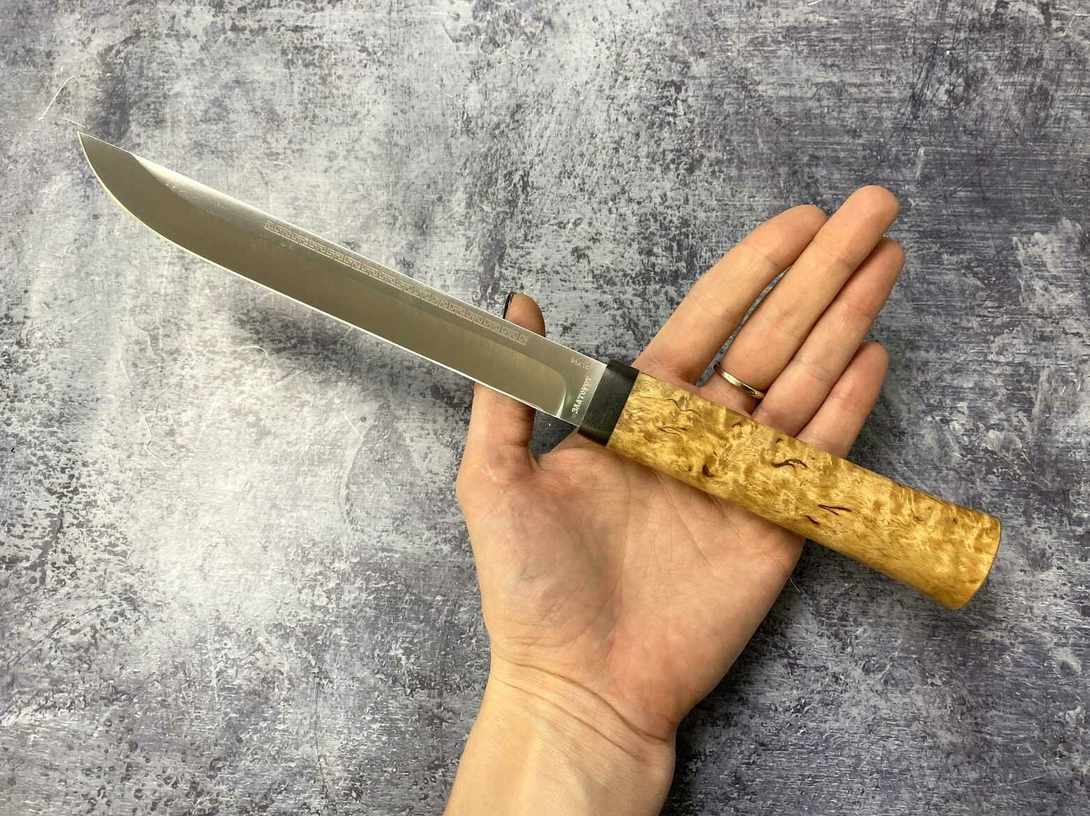 Нож Бурятский средний, 95х18, карельская береза, АиР Златоуст