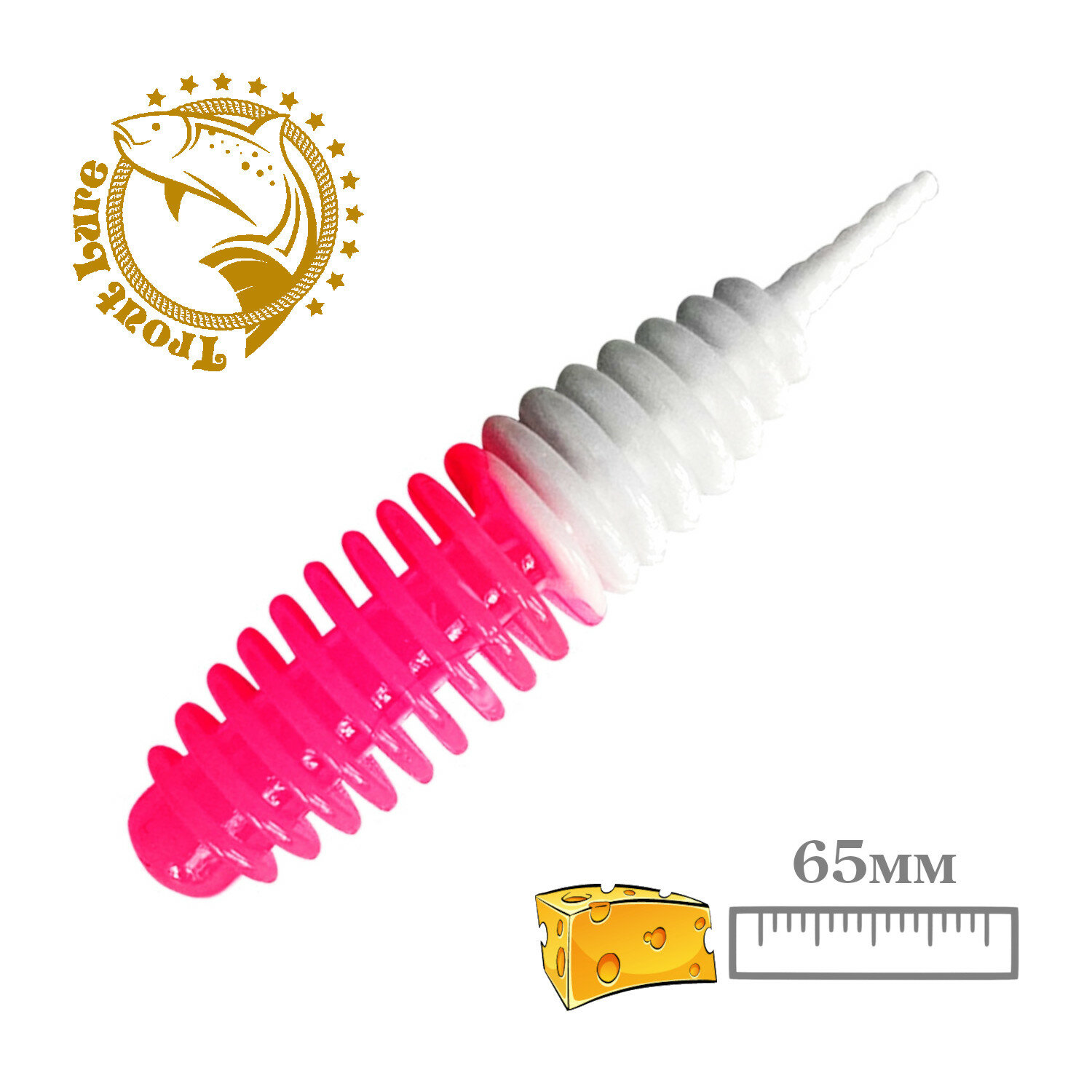 Силикон TROUT LURE (SANSAN) в банке, PLAMP 65, СЫР, COL. 11 (White-Pink), (10шт)