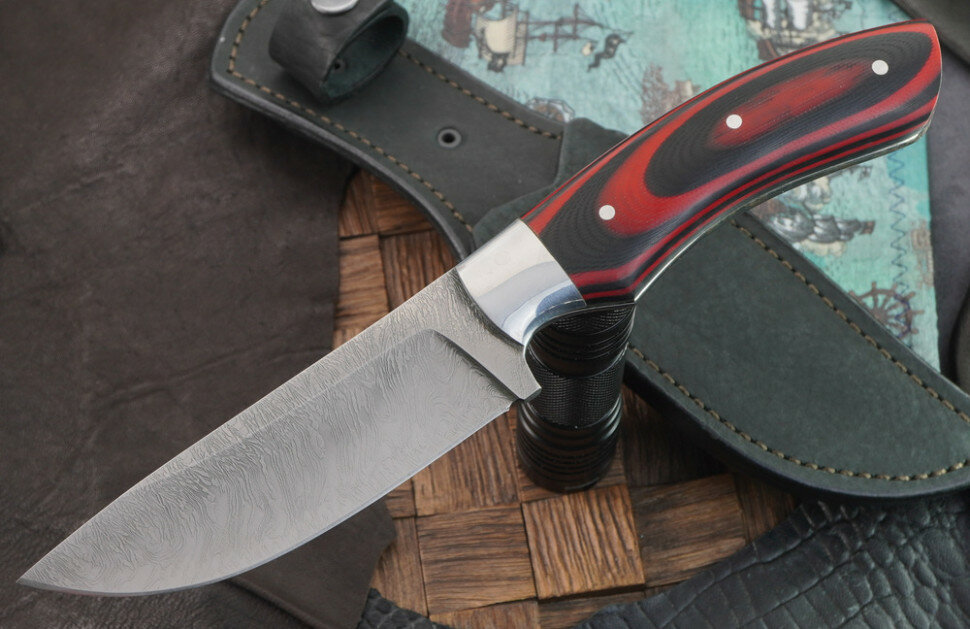 Туристический нож Bladecraft Хантер, рукоять G-10, клинок дамаск