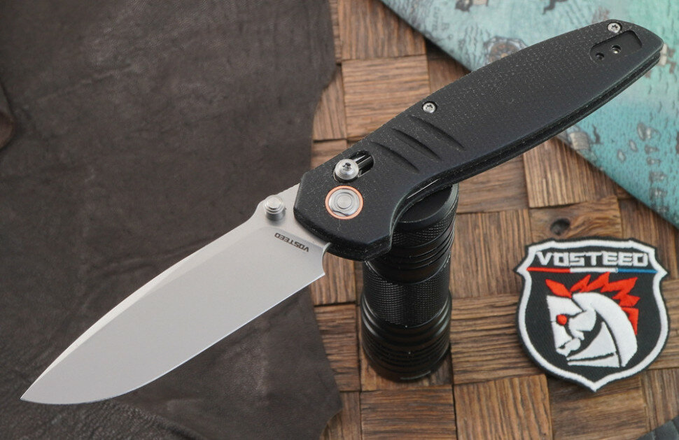 Складной нож Vosteed Corsair, сталь Nitro-V, стоунвош, рукоять черная микарта