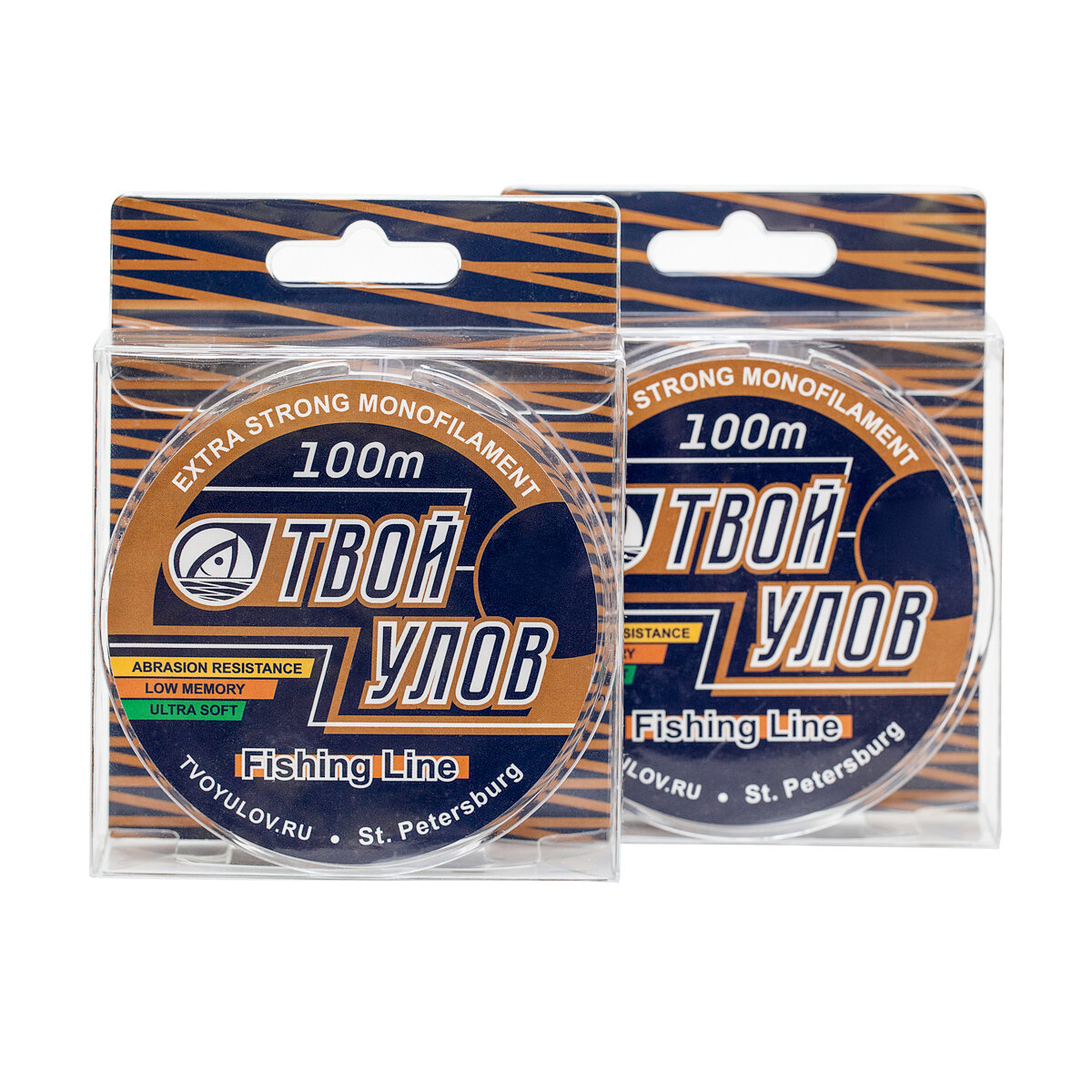 Леска Твой Улов Fishing Line, длина 100 м, толщина 0.5 мм, тест 14.0 кг, прозрачная, 2 шт