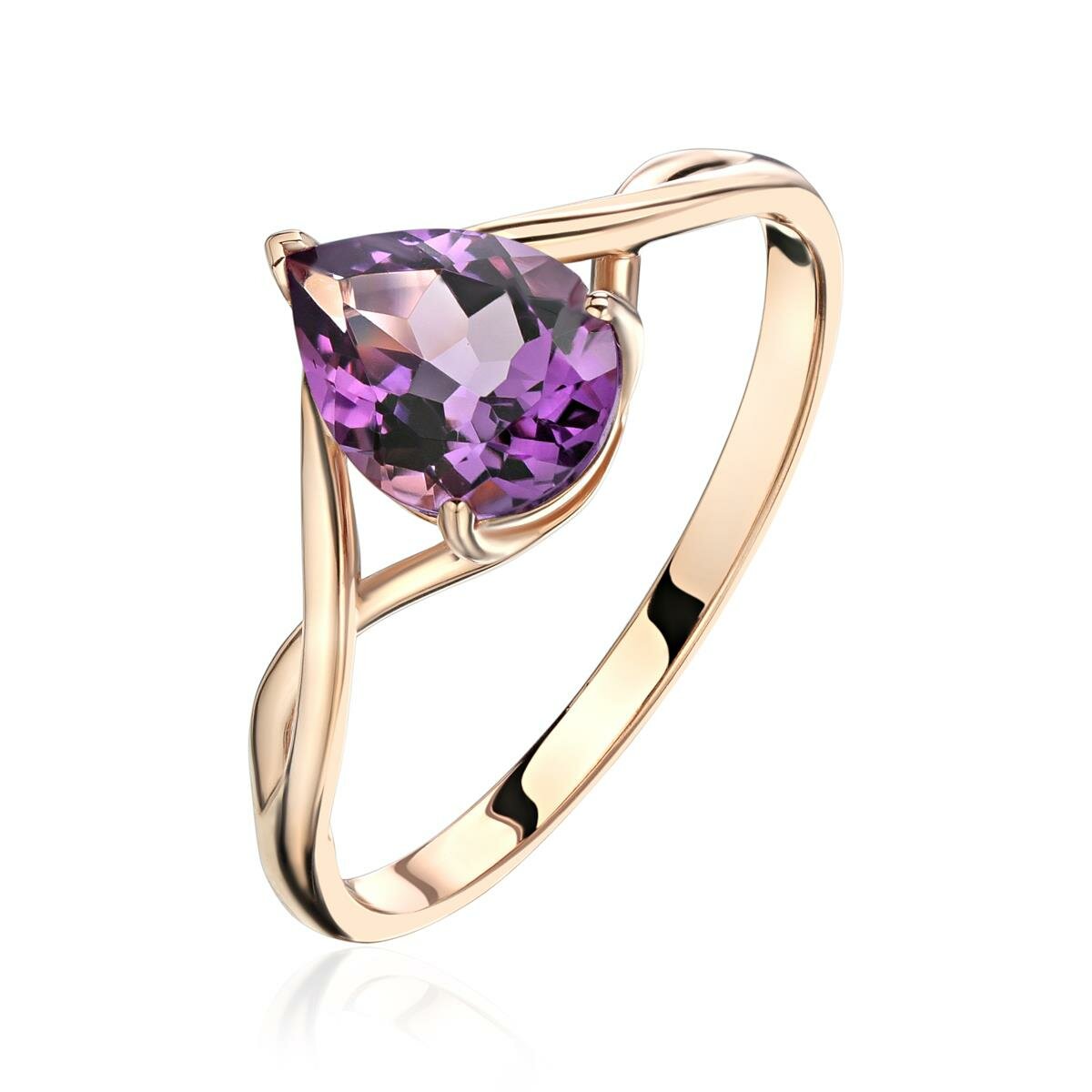 Кольцо, красное золото, 585 проба, аметист