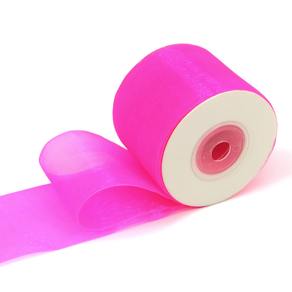 Лента декоративная капроновая айрис 5см*22,86м (14 темно-розовый)