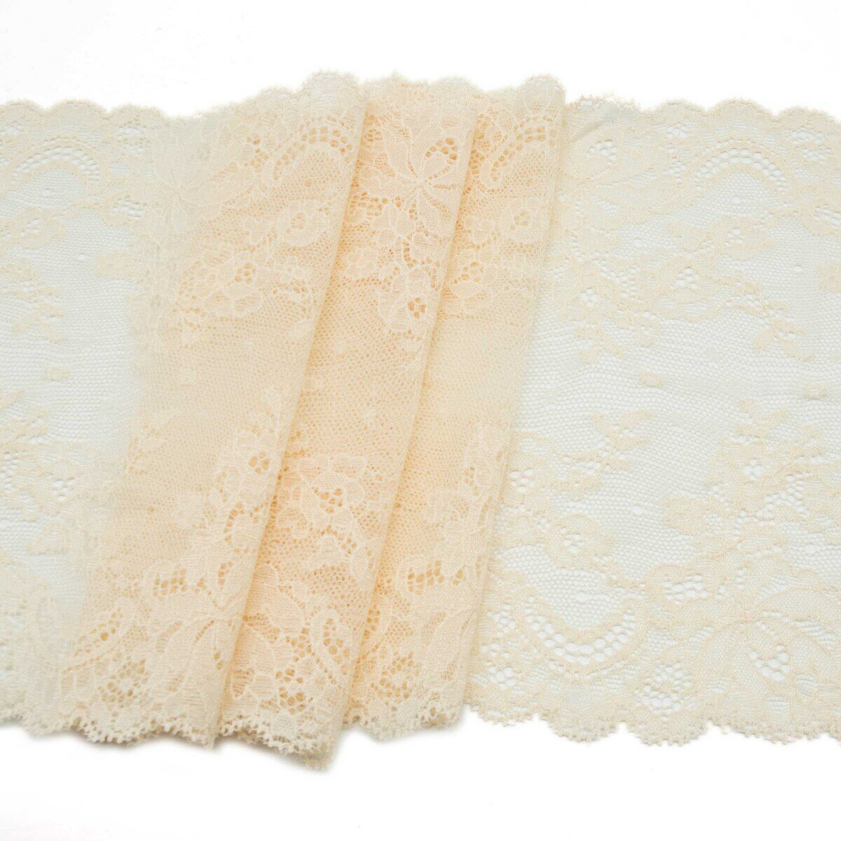 Кружево эластичное для шитья нижнего белья Айрис, 20см*10м (молочный)