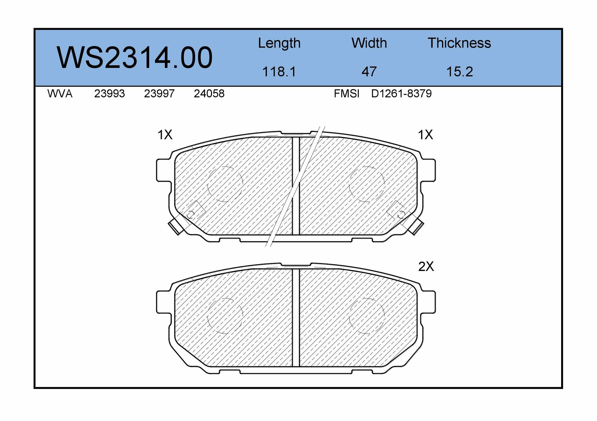 Колодки тормозные дисковые зад JEENICE WS2314.00