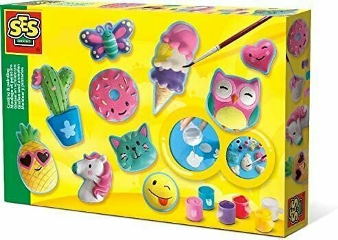 Набор для творчества из гипса "Счастливые фигурки", пресс-форма, 6 цветов краски, кисть, гипс, 5 лет