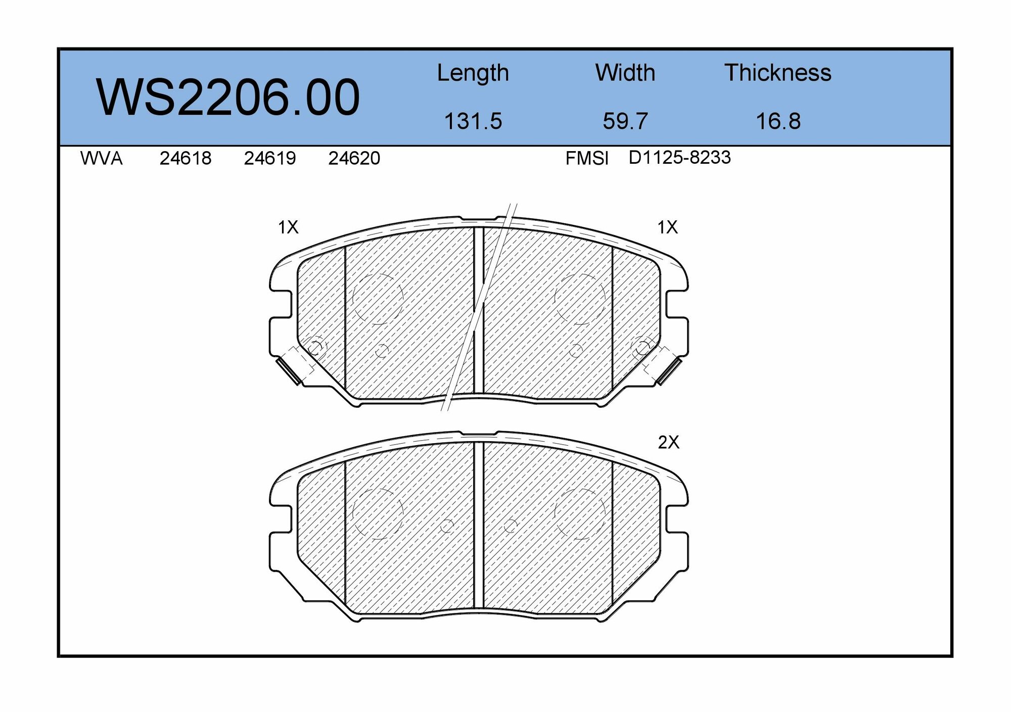 Колодки тормозные дисковые перед JEENICE WS2206.00