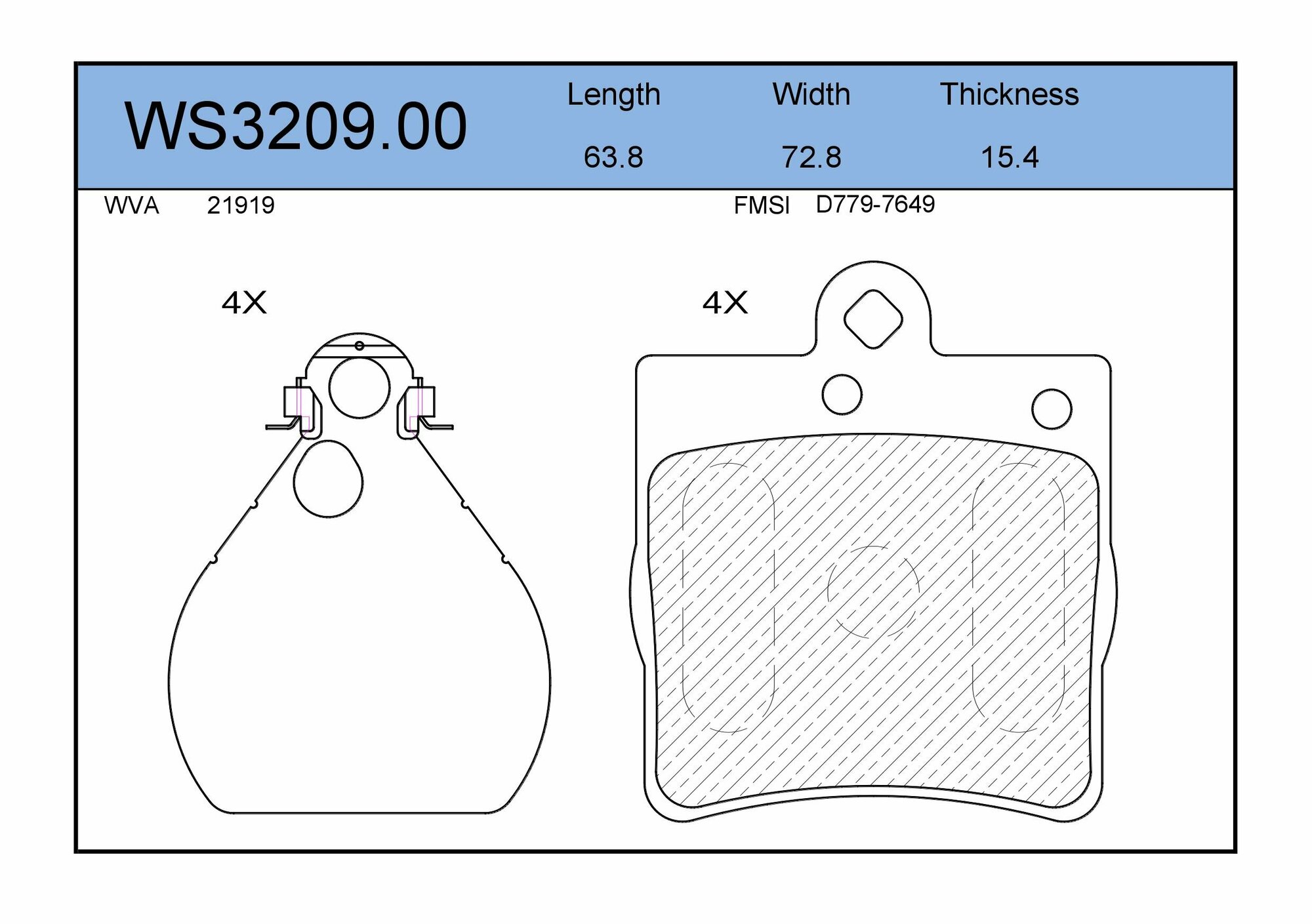 Колодки тормозные дисковые зад JEENICE WS3209.00
