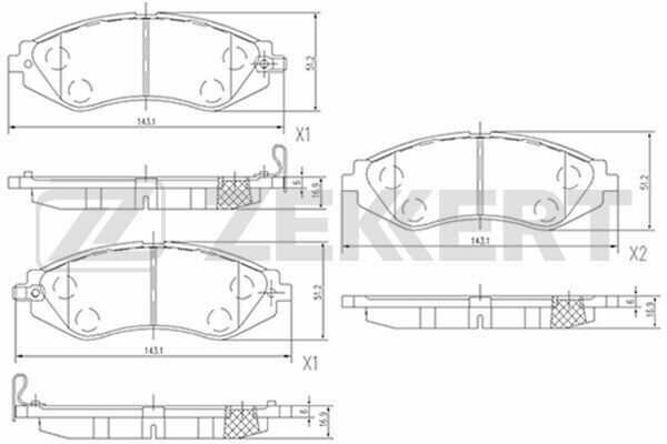 Колодки торм. диск. передн. Chevrolet Epica (V250) 05-, Lacetti (J200) 05-, Daewoo Lanos (KLAT) 97-