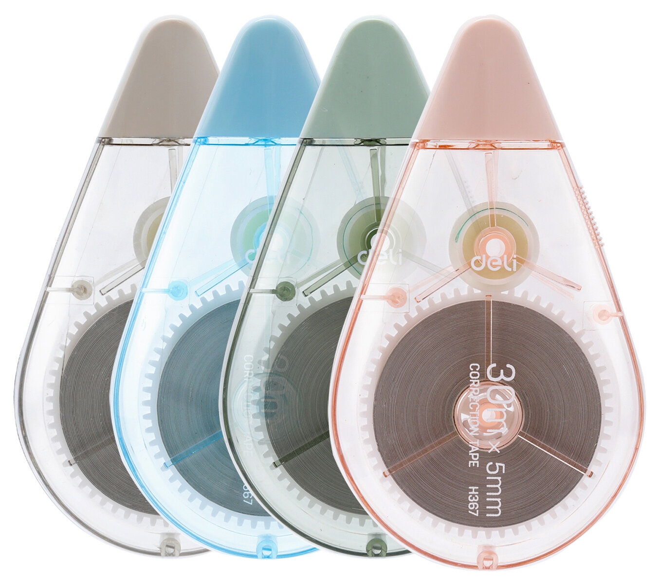 Набор из 12 штук Лента коррект. Deli EH367 30мх5мм ассорти корпус белый блистер