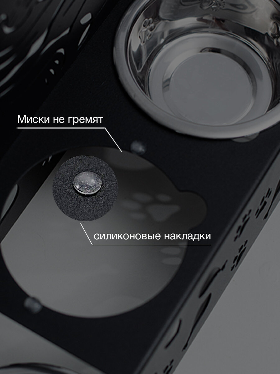 Миска для собак СтройКомПроект "Корги", 2 секции, 2х800мл, сталь, 45 см — фото 1