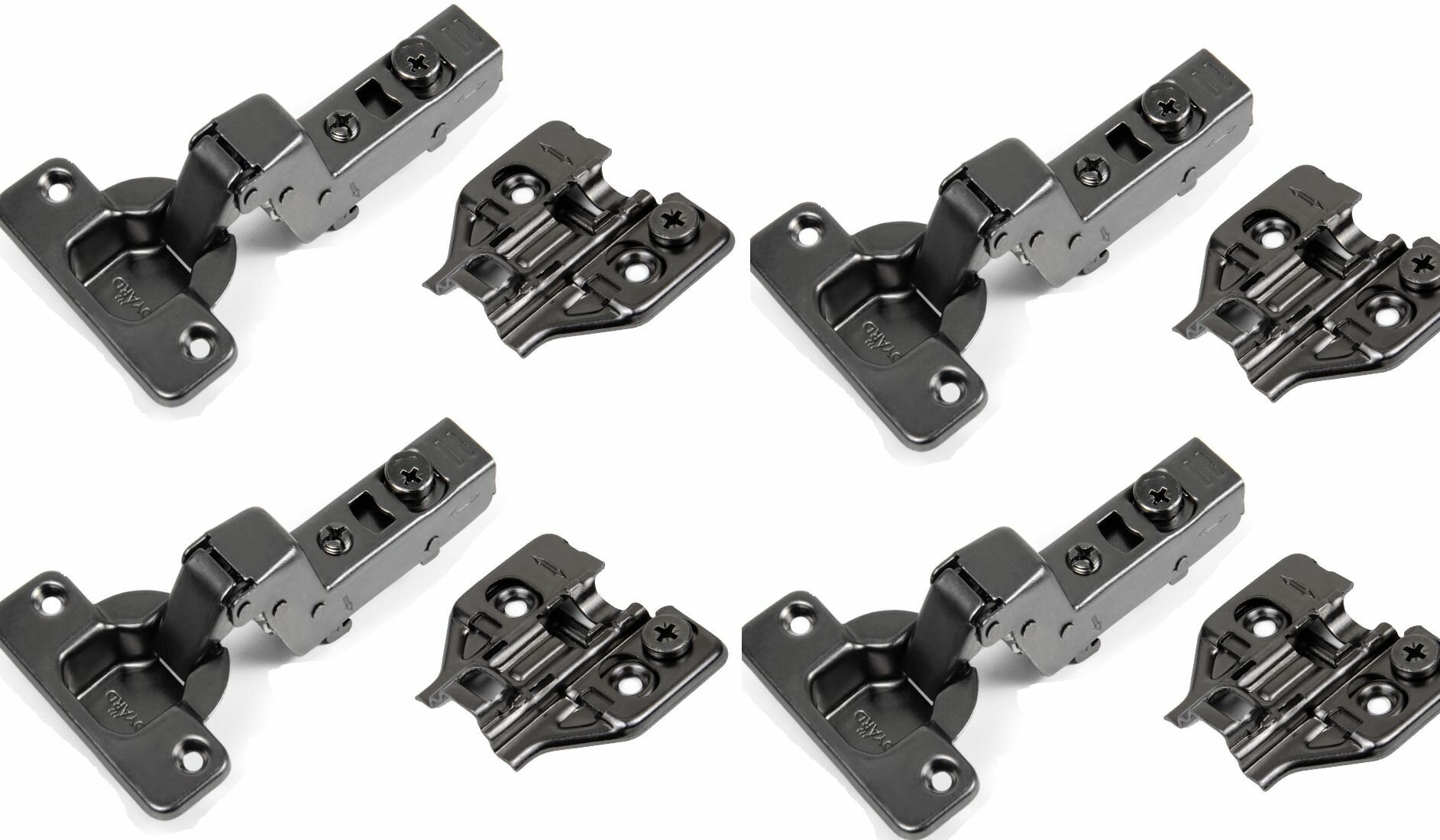 Петля мебельная BOYARD 3D четырехшарнирная clip-on NEO, черный никель, комплект 4 шт, петли вкладные с доводчиком 105 град. для кухонных гарнитуров, мебели, фасадов