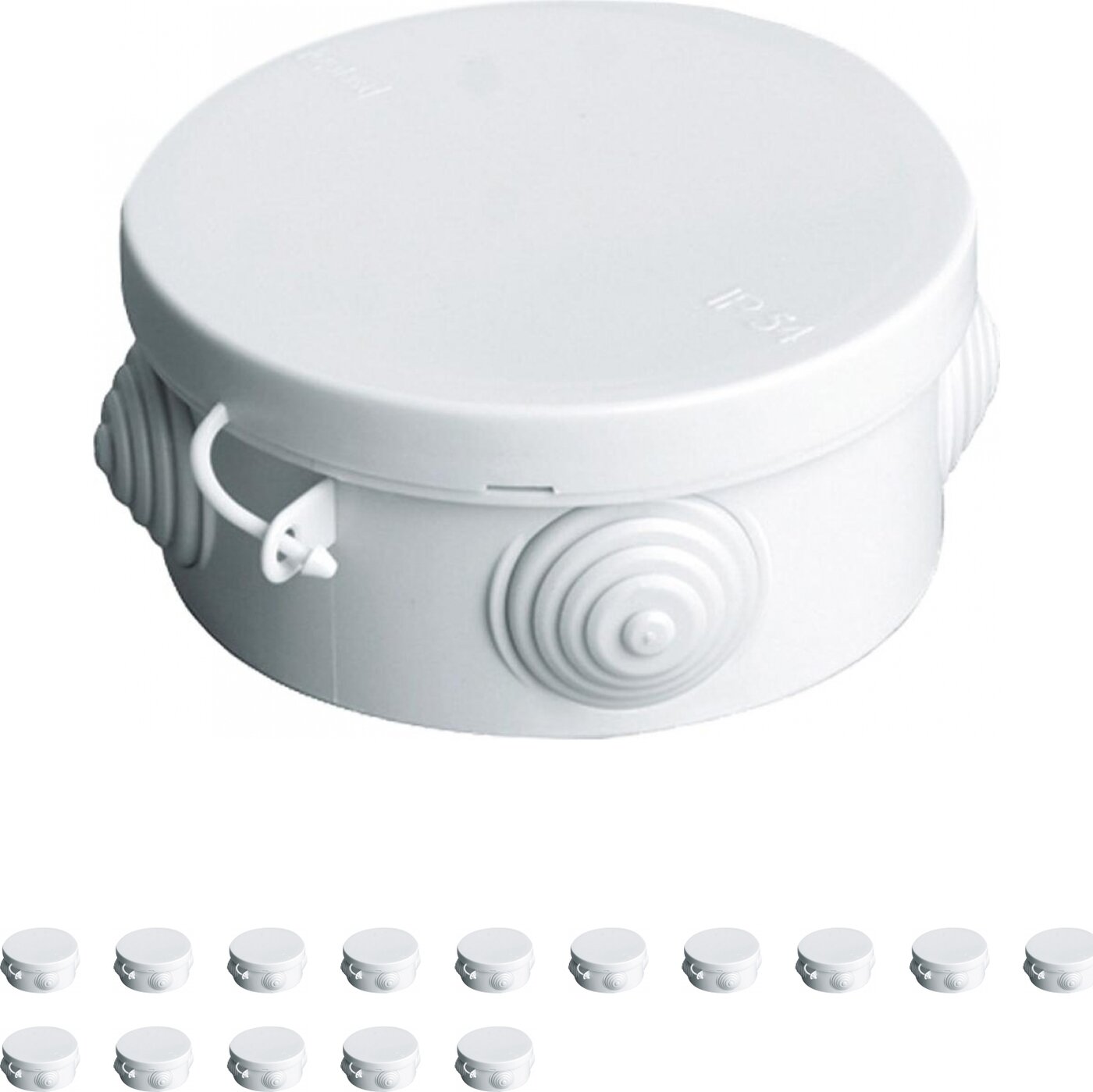 Коробка распределительная TDM Electric D85х40мм круглая 4 входа с гермовводами для открытого монтажа IP54 белая (комплект из 15 шт.)