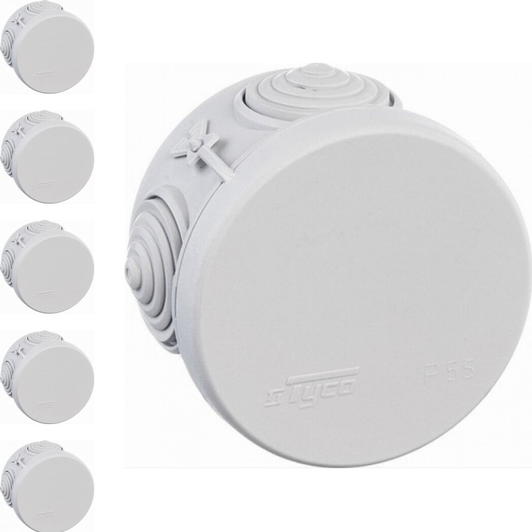Коробка распределительная Tyco 60x40 круглая 4 ввода для открытого монтажа IP55 (комплект из 5 шт.)