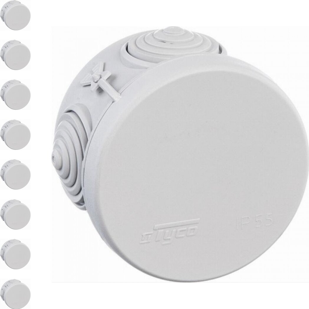 Коробка распределительная Tyco 60x40 круглая 4 ввода для открытого монтажа IP55 (комплект из 8 шт.)
