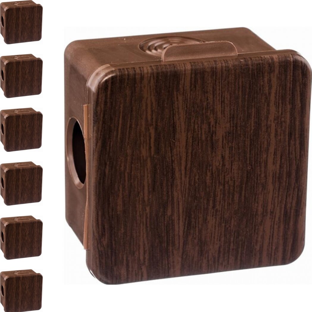 Распаячная коробка TDM Electric Эко 65x65x50 квадратная 4 ввода для открытого монтажа IP54 бук (комплект из 6 шт.)