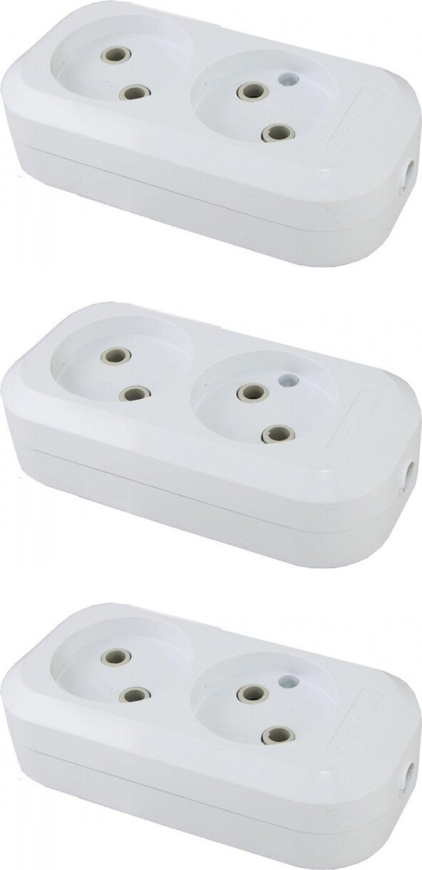 Колодка TDM Electric двухместная без заземления IP20 белый (комплект из 3 шт.)
