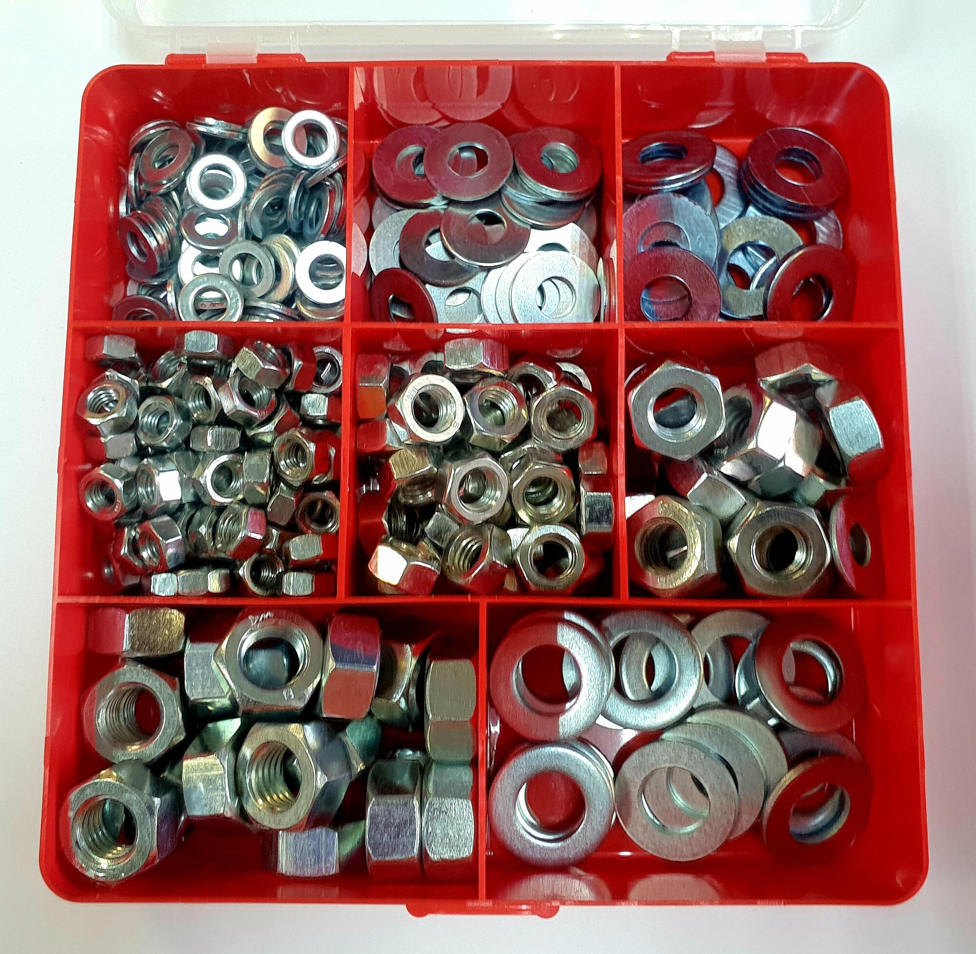 Набор крепежа DIN 934 "Гайка+Шайба", 360 ед