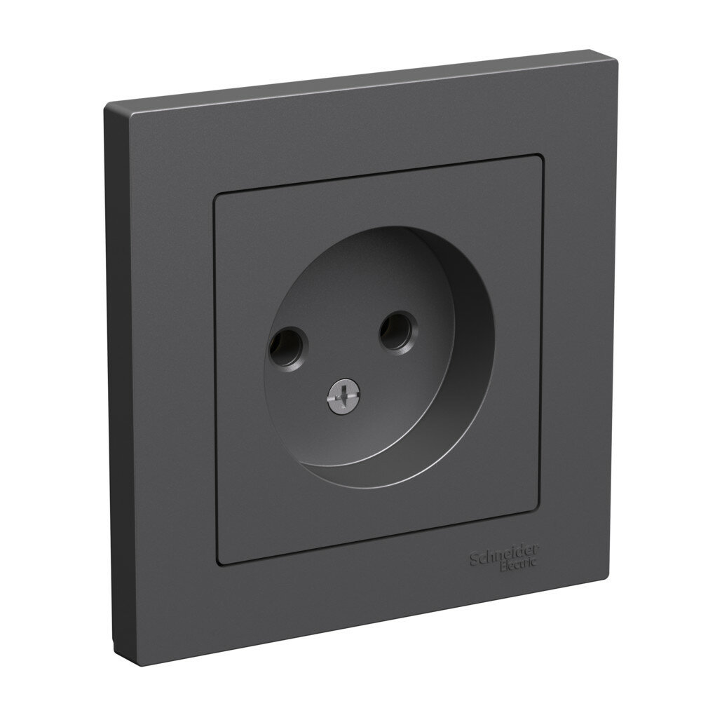 Розетка без заземления 16А в сборе SE AtlasDesign, базальт ATN001440