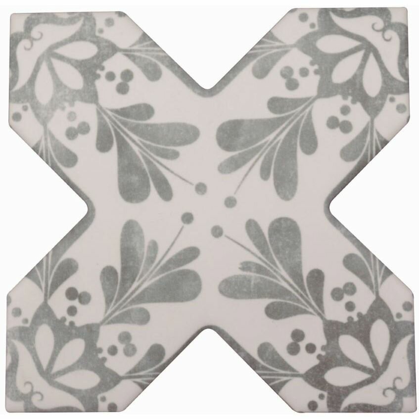 Напольная плитка Cevica (Кевика) Becolors Cross Dec. Stencil Grey 13,25x13,25 см, CV67382