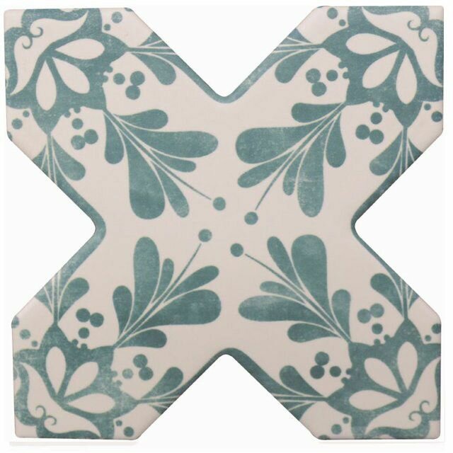 Напольная плитка Cevica (Кевика) Becolors Cross Dec. Stencil Lagoon 13,25x13,25 см, CV67393 (0.5 м2)