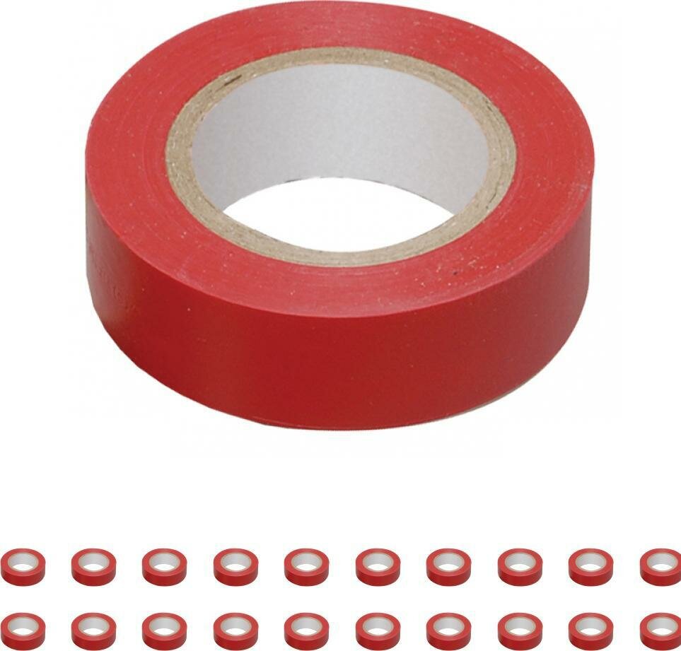 Изолента ПВХ IEK 15 мм 10 метров красная (комплект из 30 шт)