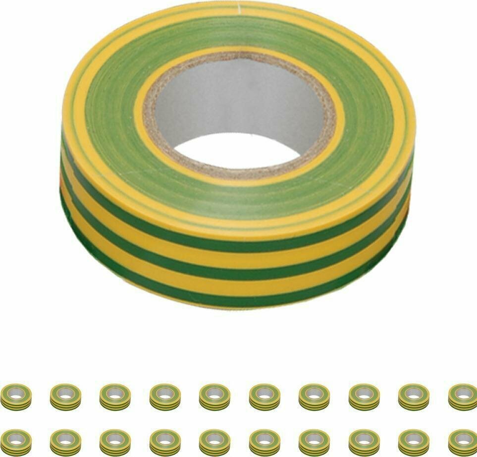 Изолента ПВХ IEK 15 мм 10 метров желто-зеленая (комплект из 40 шт)